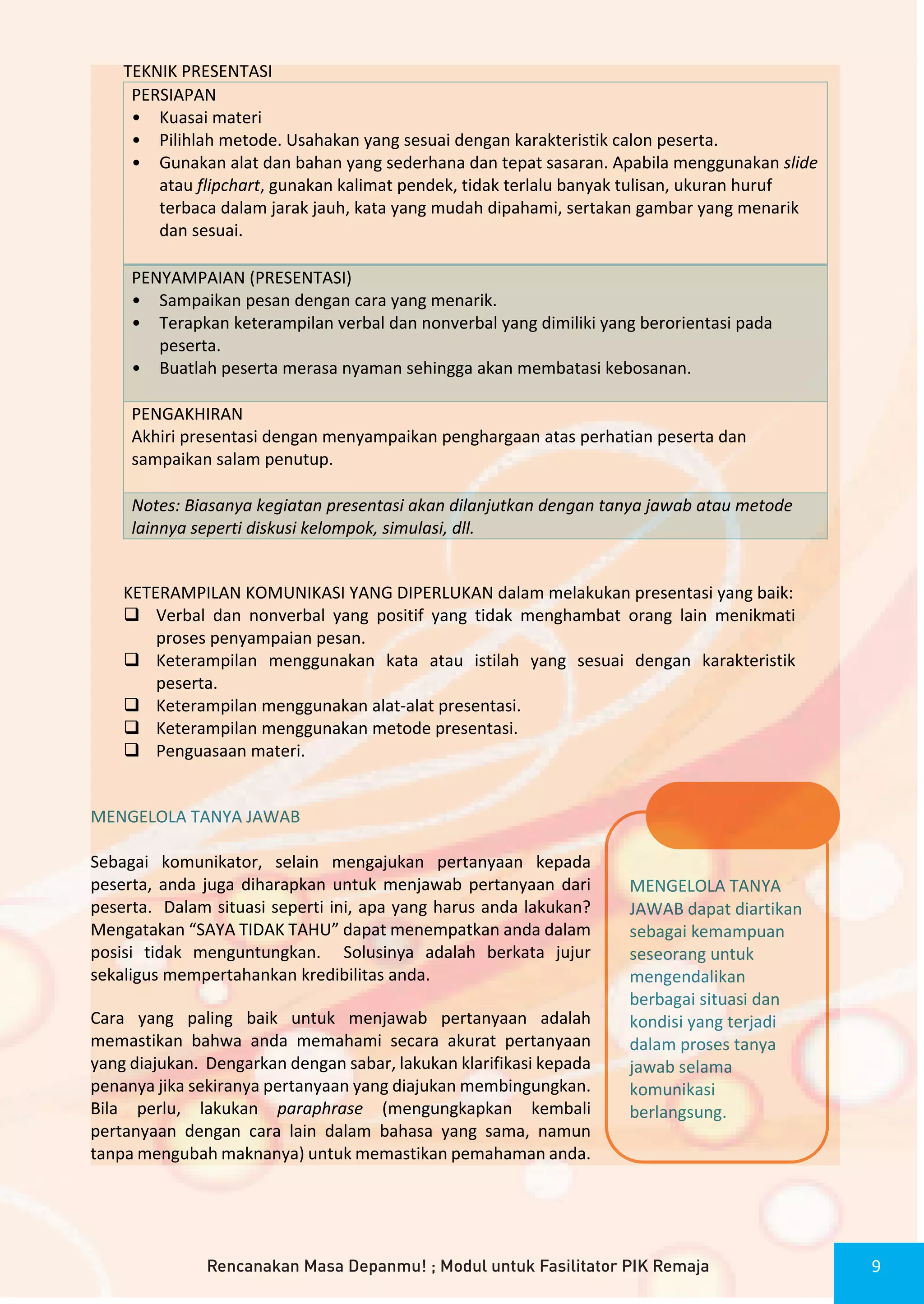 Modul Pusat Informasi Konseling Remaja (PIK R) BKKBN Program Prioritas ...