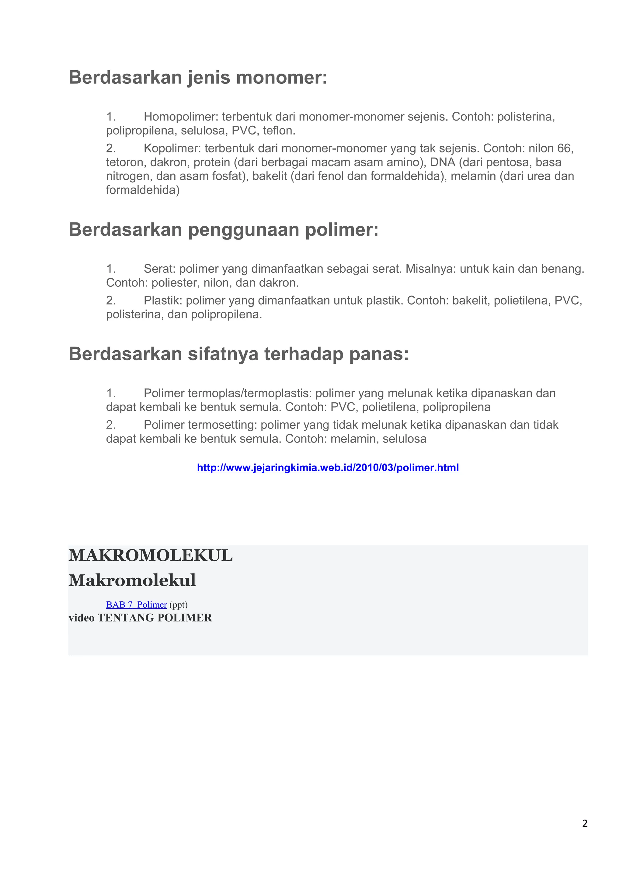 Modul polimer kelas xii sma bss malang | DOC