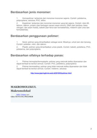 Modul polimer kelas xii sma bss malang | DOC