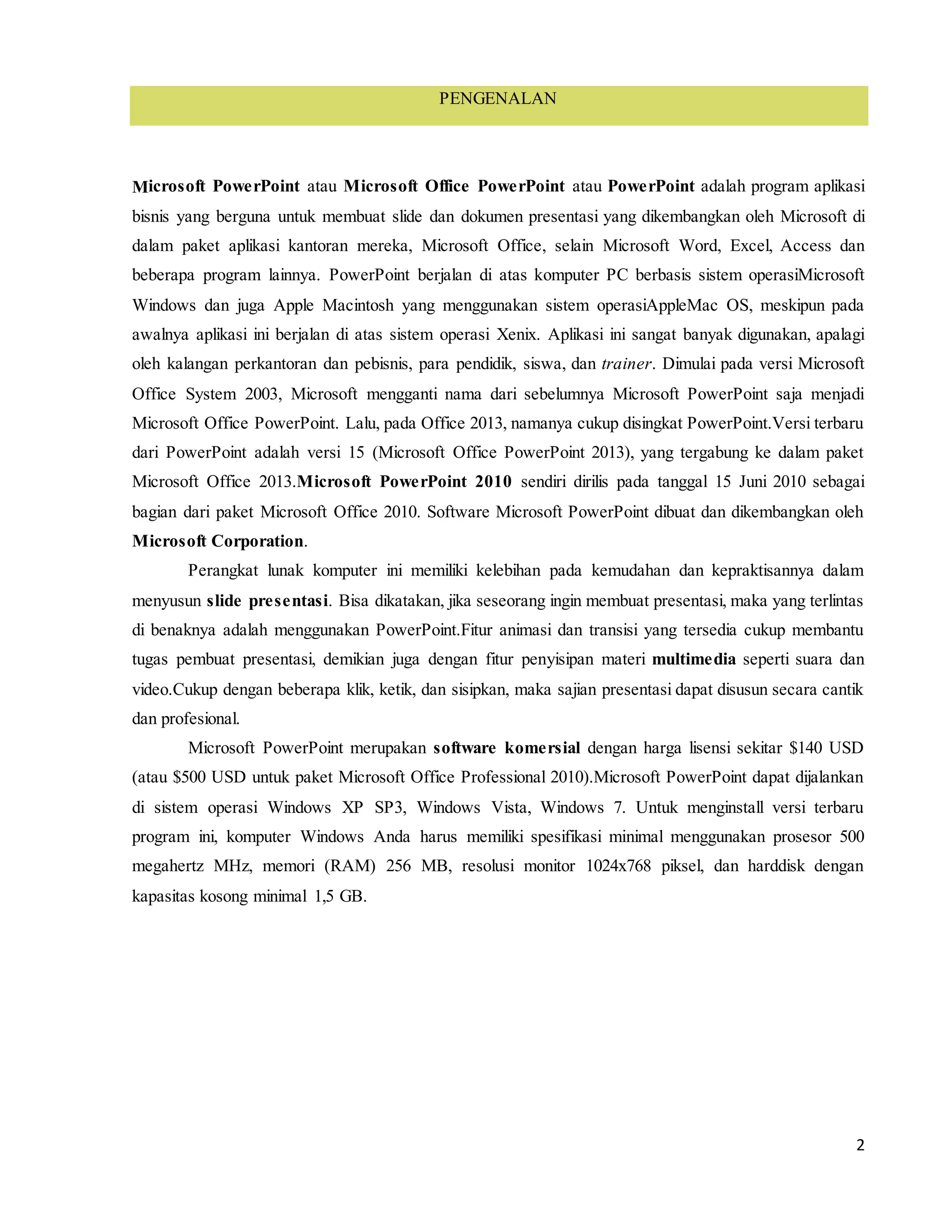 Modul singkat power point | DOCX