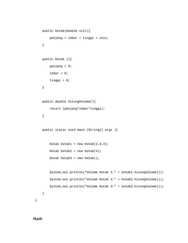 Modul prak2 constructor dan overloading | PDF
