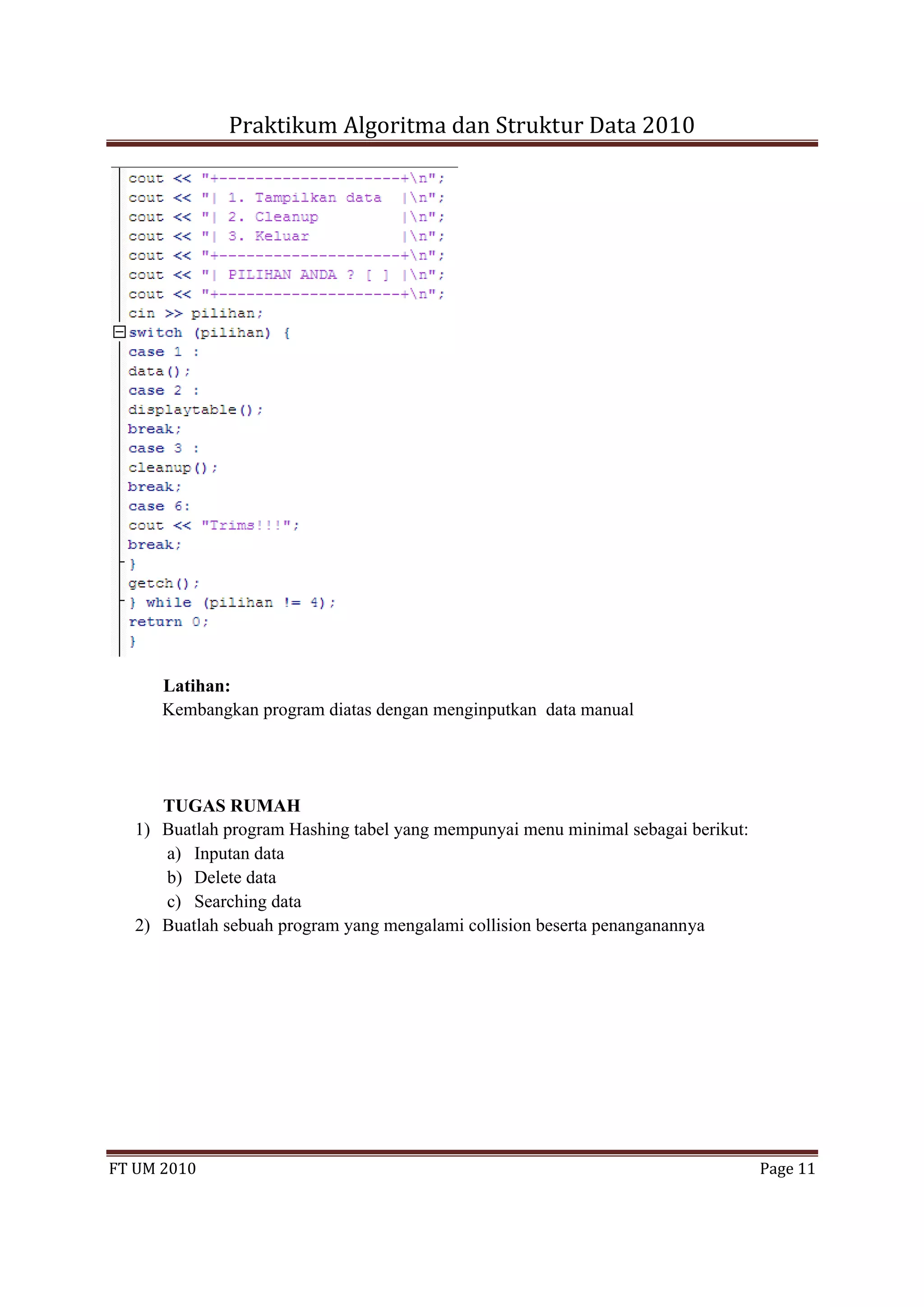 Modul praktikum 11 hashing table | PDF