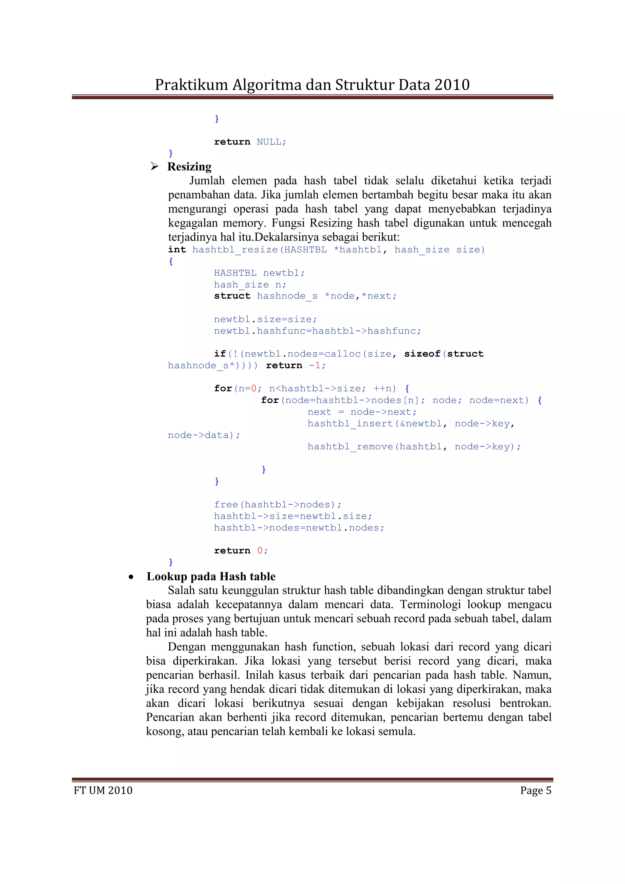 Modul praktikum 11 hashing table | PDF