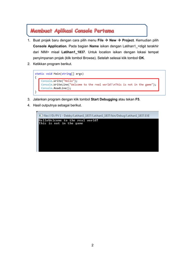 Modul Praktikum 1 - Pemrograman Visual | PDF