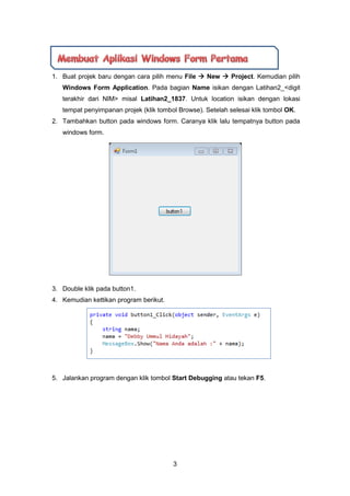 Modul Praktikum 1 - Pemrograman Visual | PDF