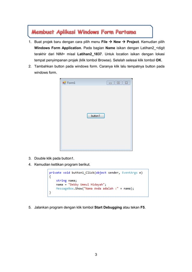 Modul Praktikum 1 - Pemrograman Visual | PDF