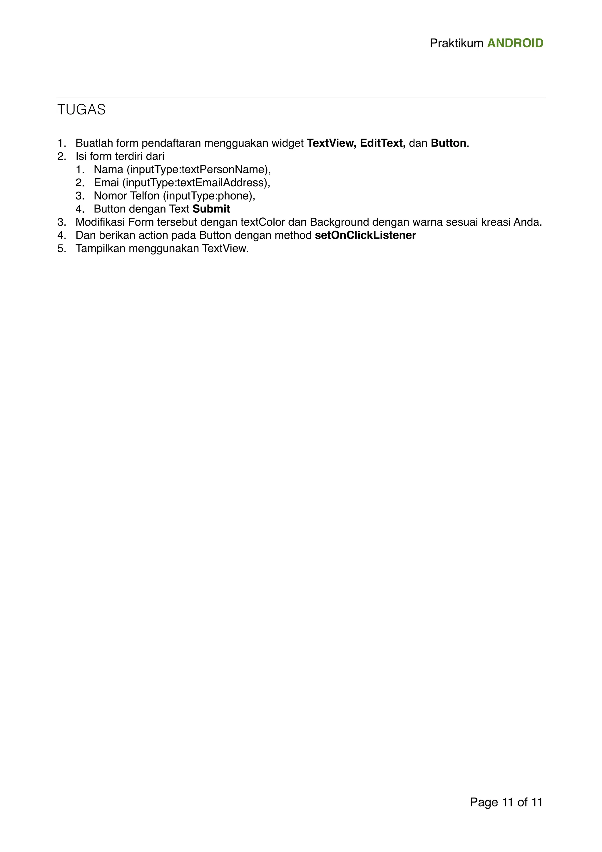 Modul praktikum 2 - Android Sudaryatno | PDF