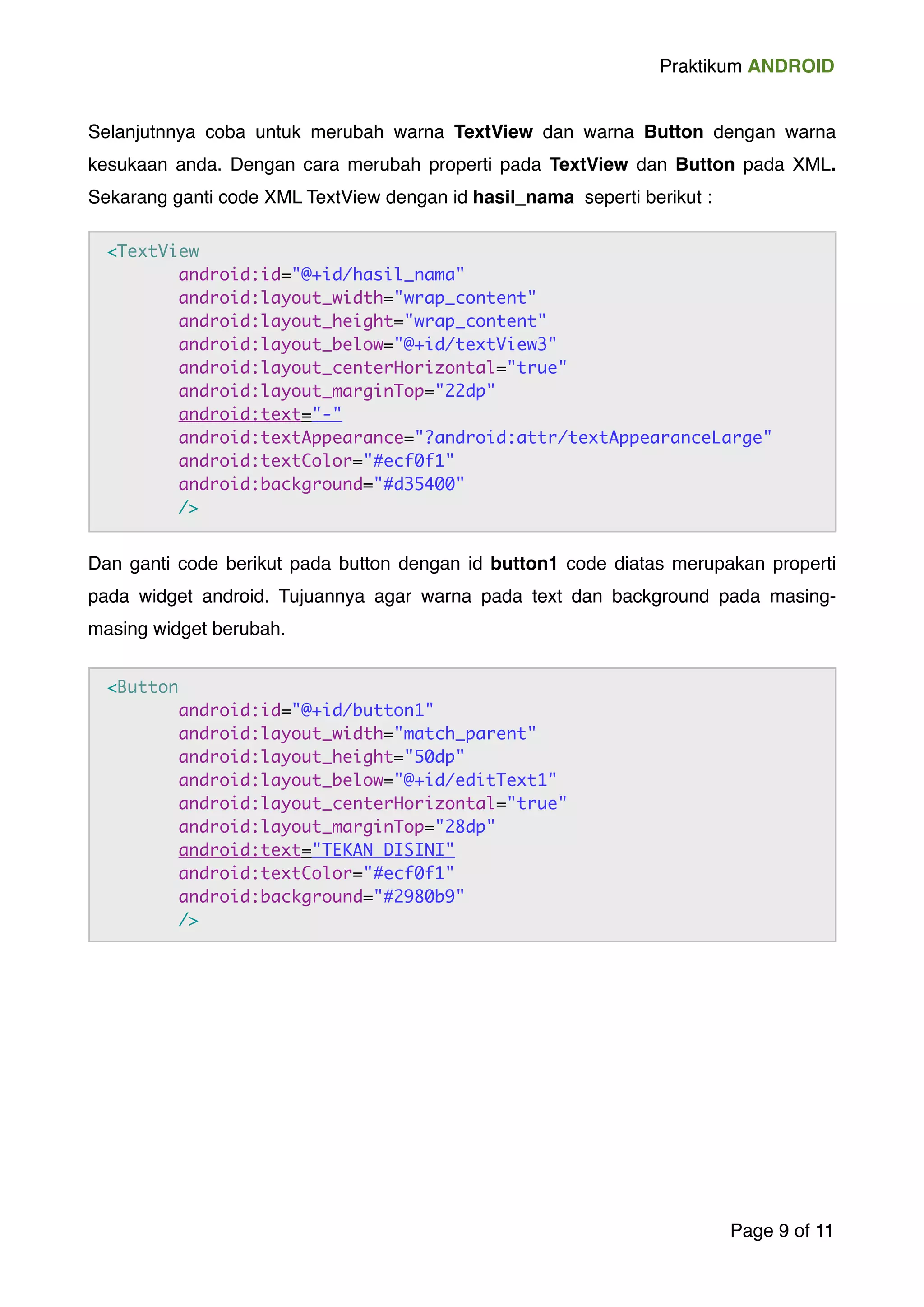 Modul praktikum 2 - Android Sudaryatno | PDF