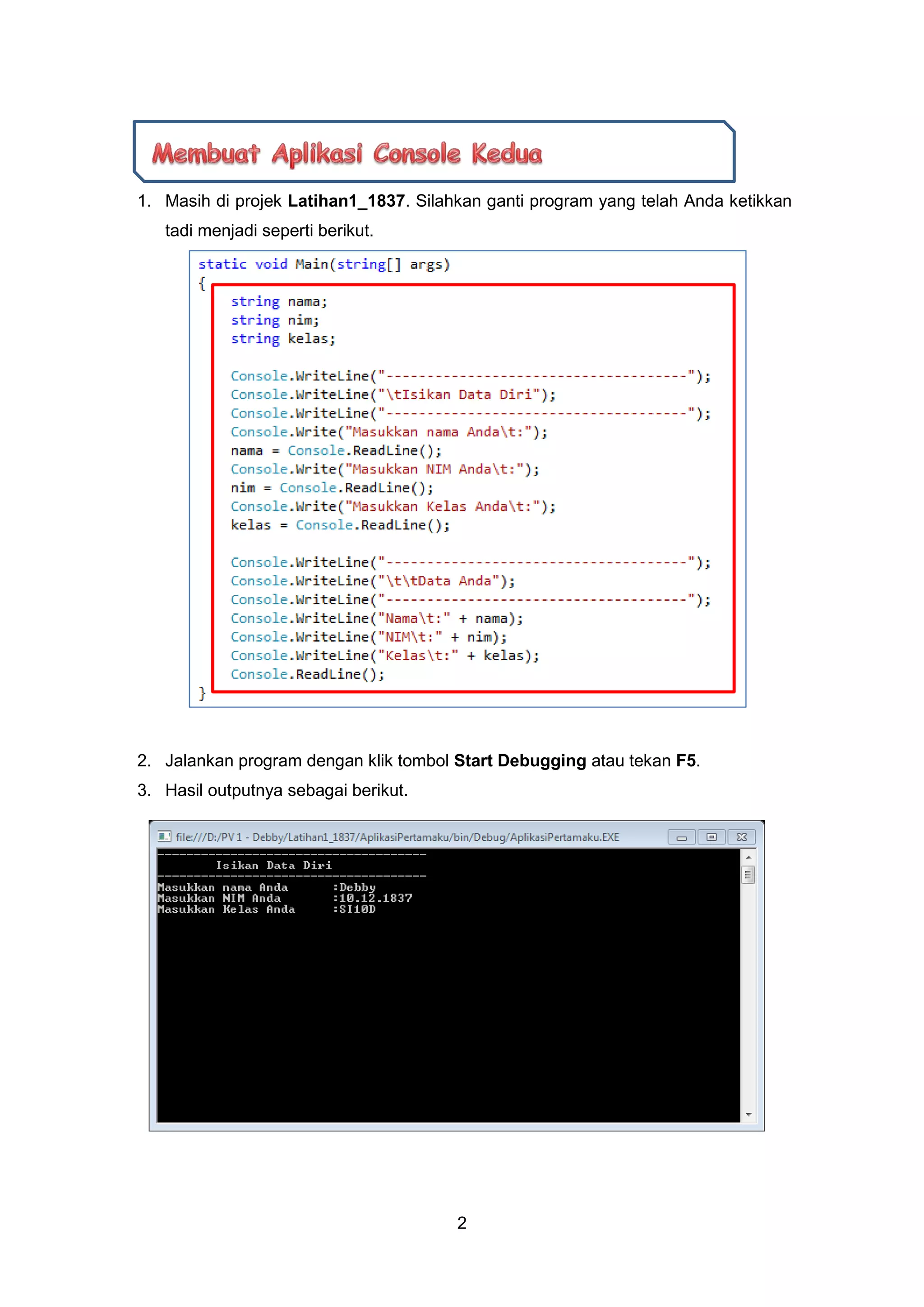 Modul Praktikum 2 - Pemrograman Visual | PDF