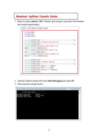 Modul Praktikum 2 - Pemrograman Visual | PDF