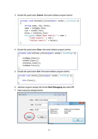 Modul Praktikum 2 - Pemrograman Visual | PDF