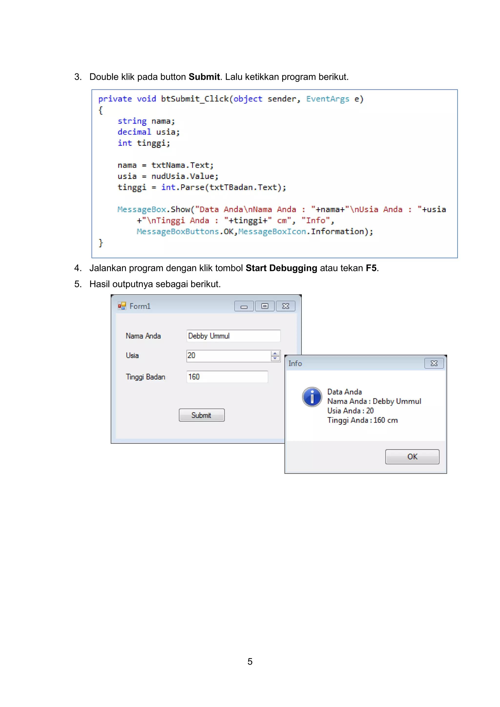 Modul Praktikum 3 - Pemrograman Visual | PDF