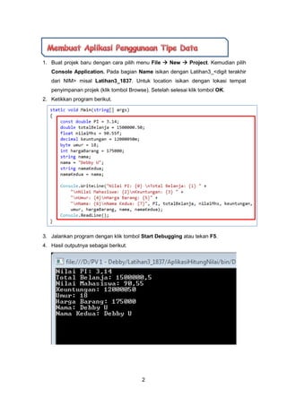 Modul Praktikum 3 - Pemrograman Visual | PDF