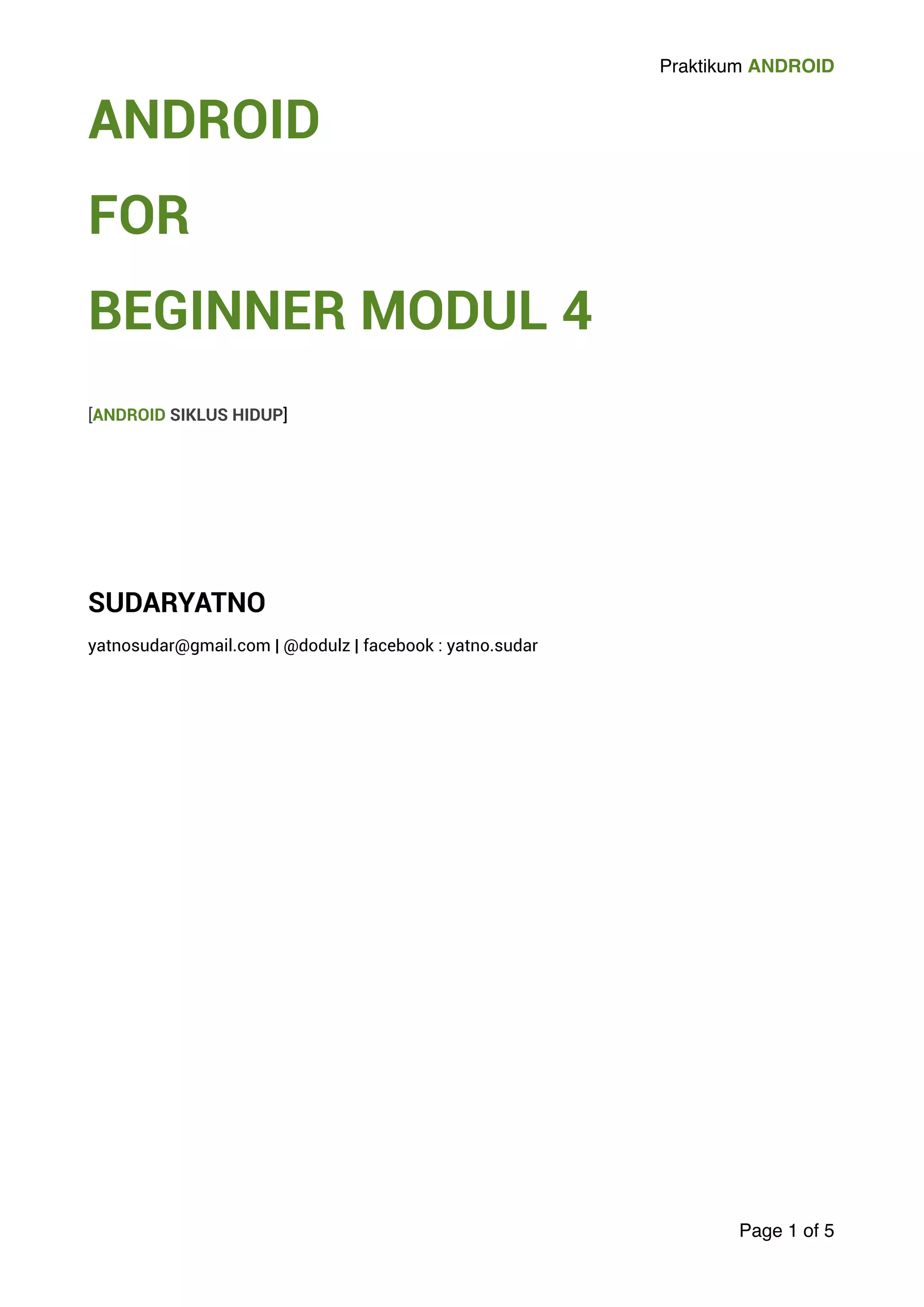 Modul praktikum 4 - Android Sudaryatno | PDF