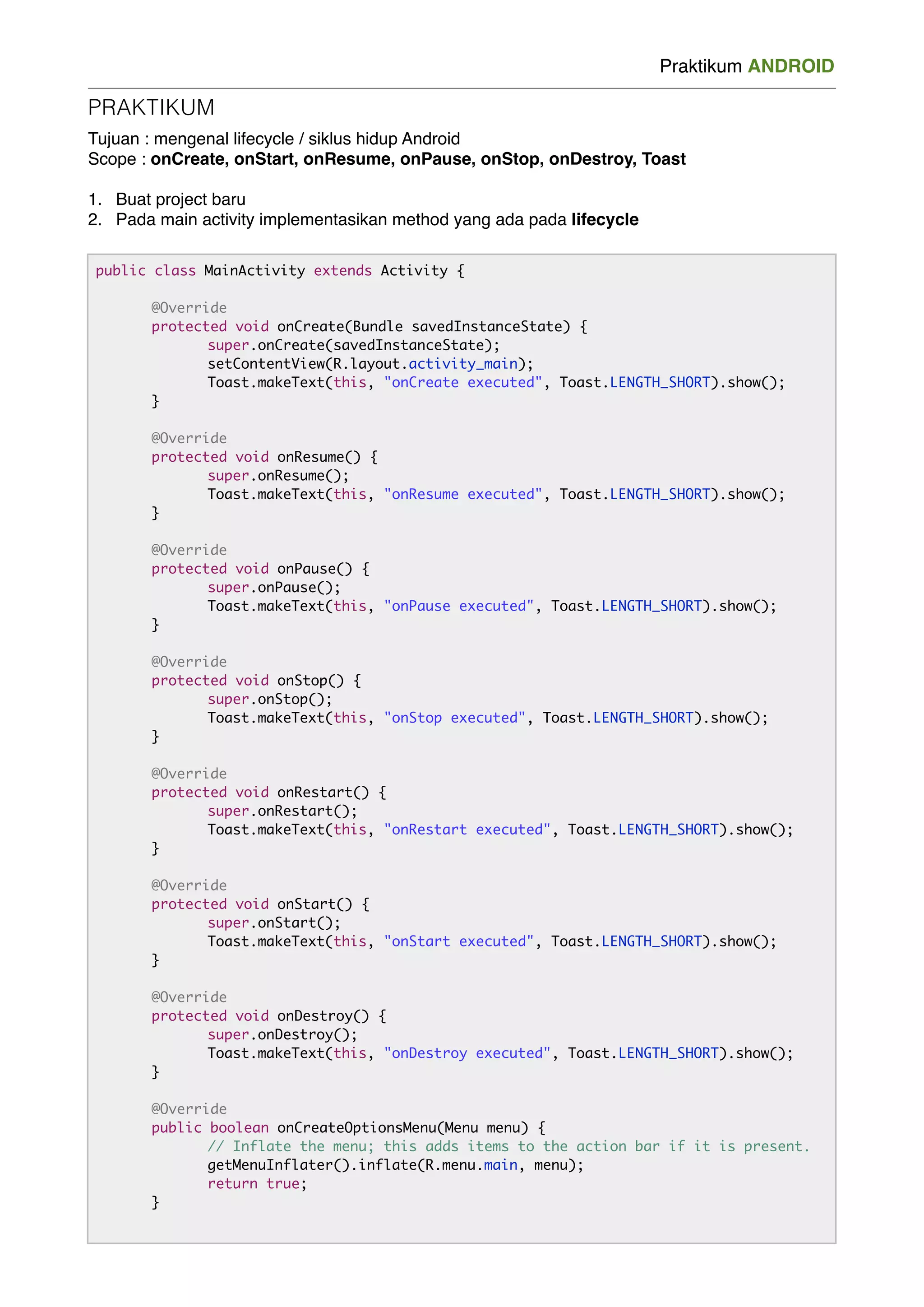 Modul praktikum 4 - Android Sudaryatno | PDF