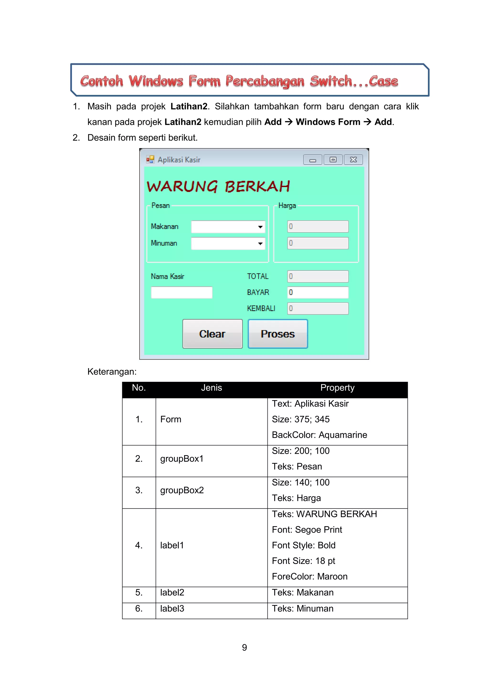 Modul Praktikum 4 - Pemrograman Visual | PDF
