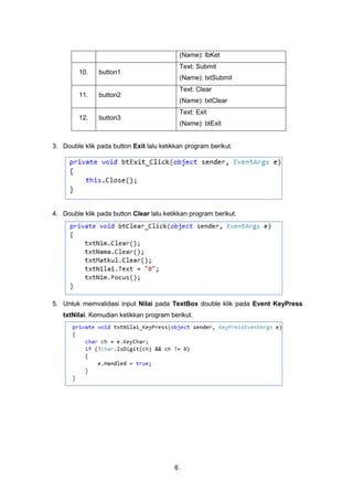 Modul Praktikum 4 - Pemrograman Visual | PDF