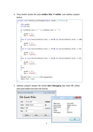 Modul Praktikum 4 - Pemrograman Visual | PDF