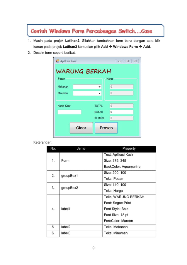 Modul Praktikum 4 - Pemrograman Visual | PDF