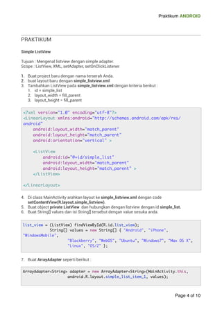 Modul praktikum 5 - Android Sudaryatno | PDF