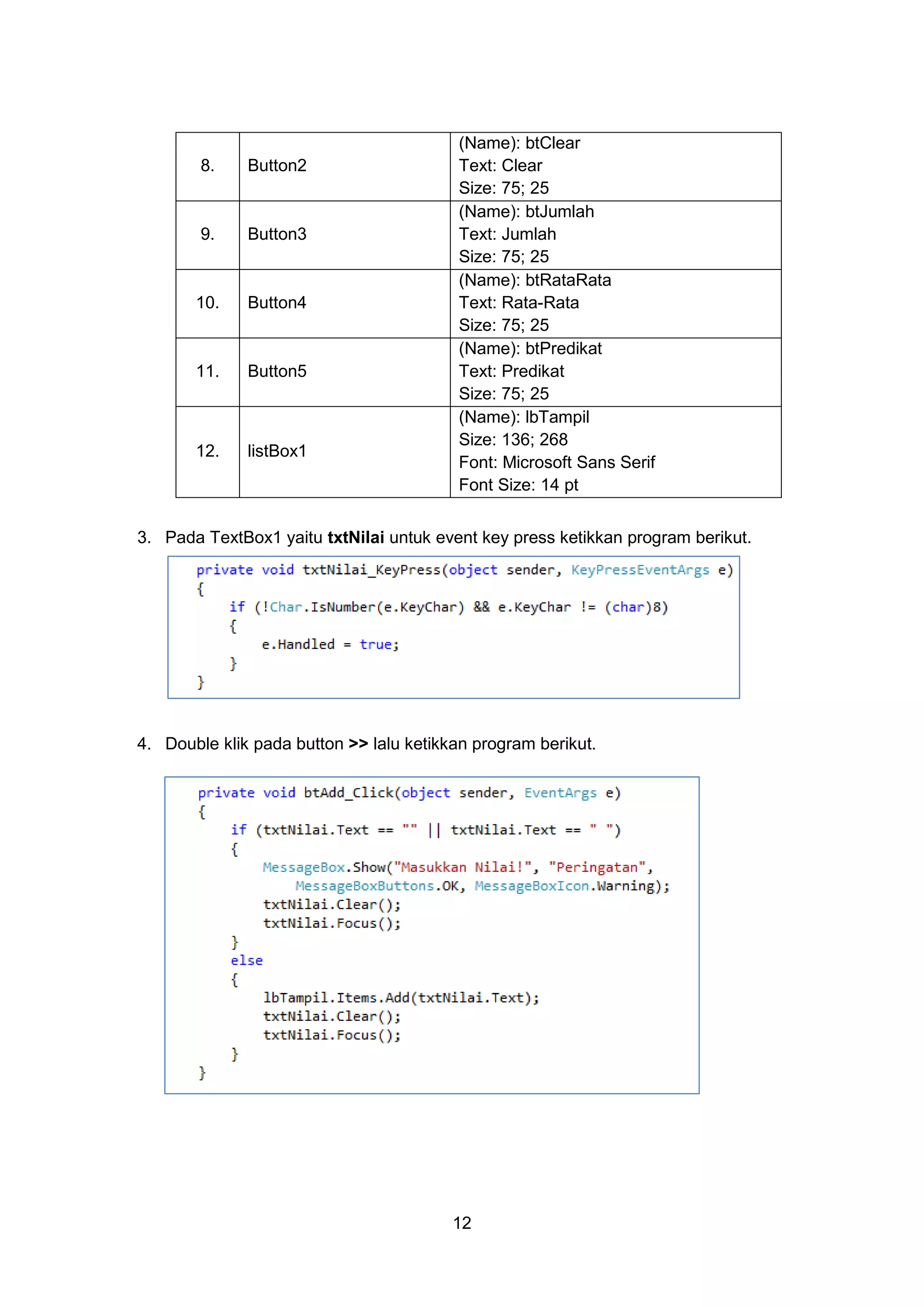 Modul Praktikum 5 - Pemrograman Visual | PDF