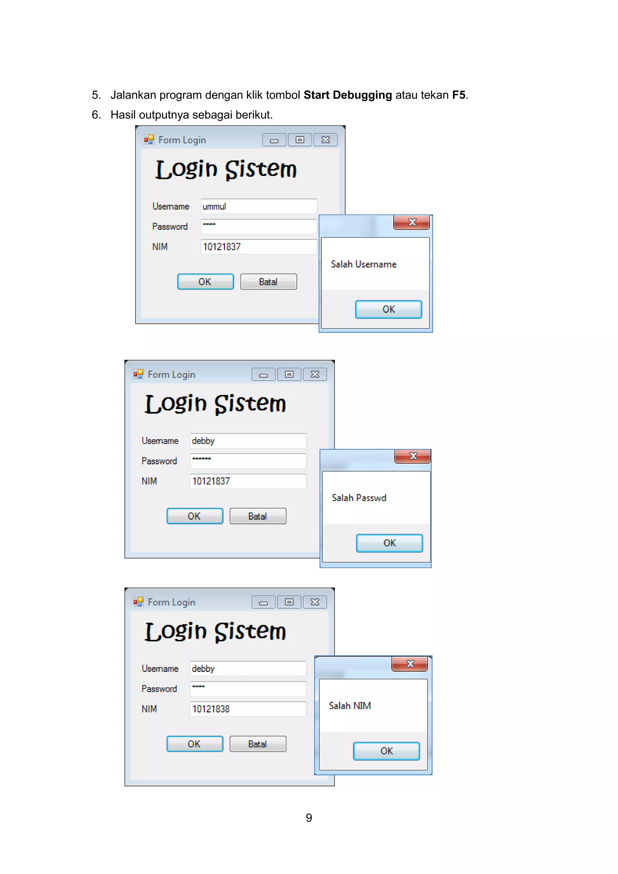 Modul Praktikum 5 - Pemrograman Visual | PDF