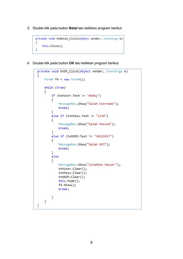 Modul Praktikum 5 - Pemrograman Visual | PDF