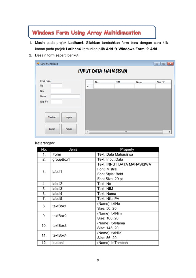 Modul Praktikum 6 - Pemrograman Visual | PDF
