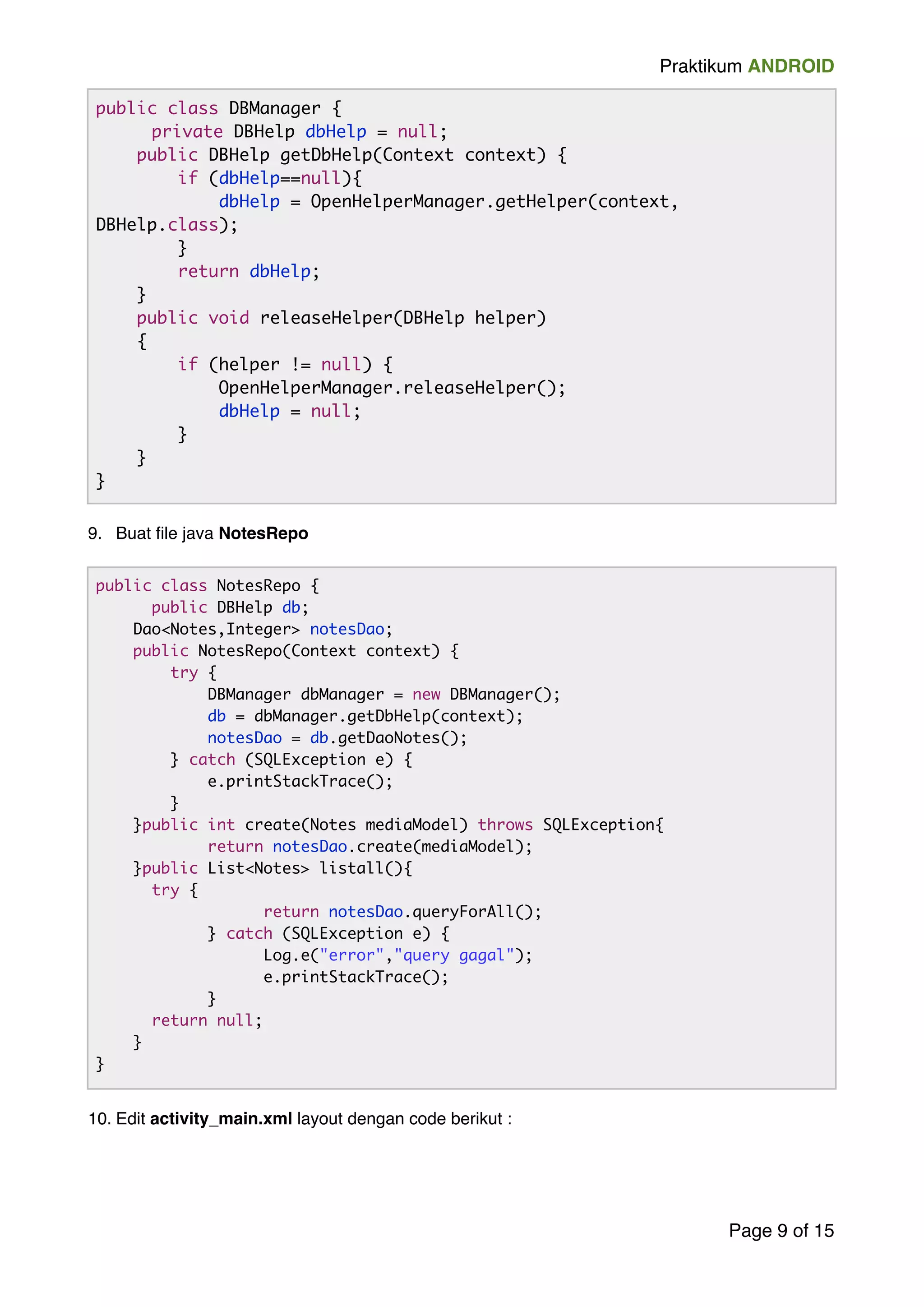 Modul praktikum 8 - Android Sudaryatno | PDF