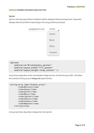 Modul praktikum 9 - Android Sudaryatno | PDF