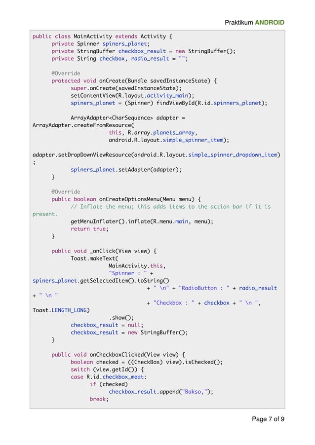 Modul praktikum 9 - Android Sudaryatno | PDF