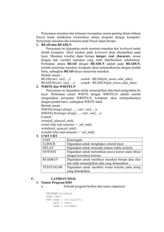 Modul praktikum Pascal | PDF