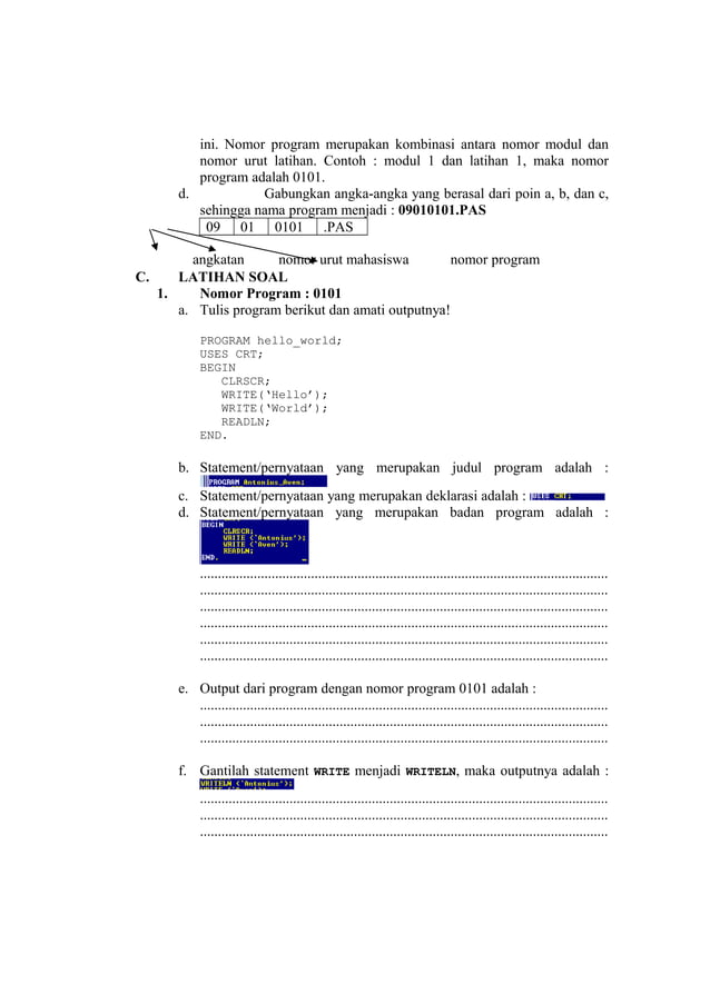 Modul praktikum Pascal | PDF