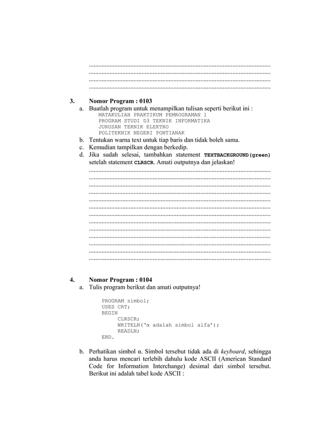 Modul praktikum Pascal | PDF