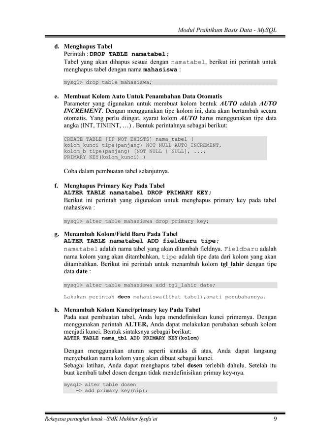 Modul praktikum basis data | PDF