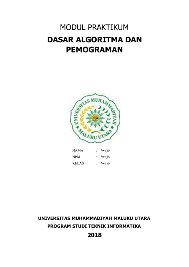 Modul praktikum dasar algoritma dan pemograman | DOCX