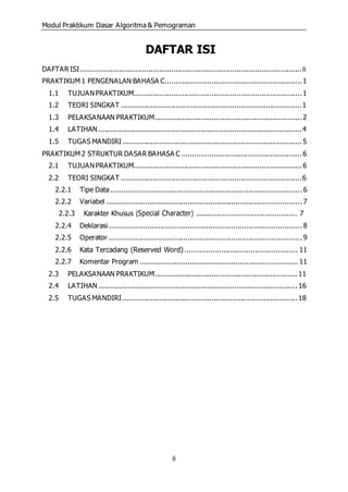 Modul praktikum dasar algoritma dan pemograman | DOCX