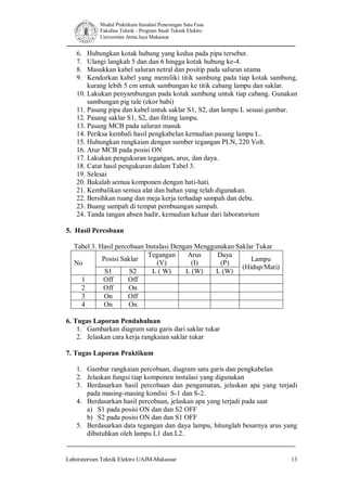 Modulpraktikum dasar instalasi listrik | PDF