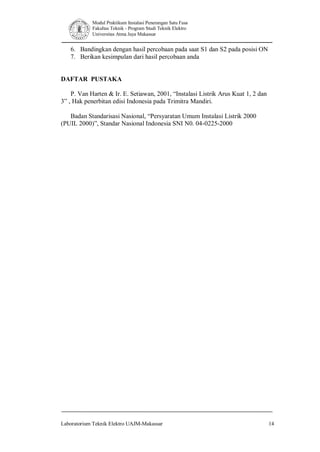 Modulpraktikum dasar instalasi listrik | PDF