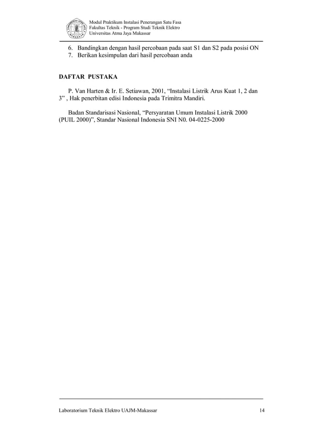 Modulpraktikum dasar instalasi listrik | PDF