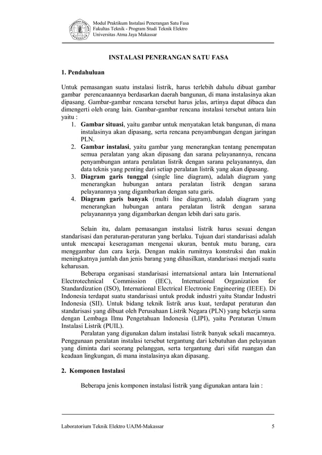 Modulpraktikum dasar instalasi listrik | PDF