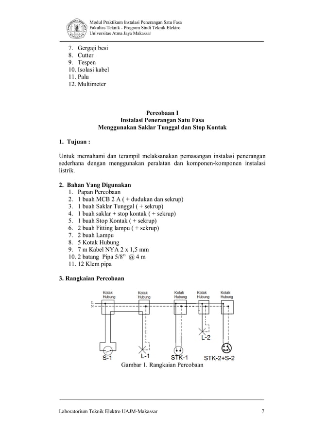 Modulpraktikum dasar instalasi listrik | PDF