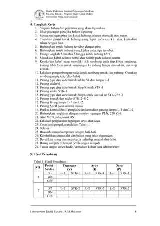 Modulpraktikum dasar instalasi listrik | PDF