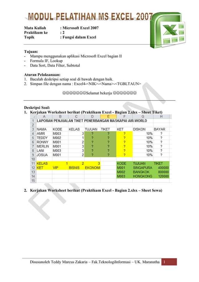Modul praktikum excel function | PDF