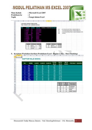 Modul praktikum excel function | PDF