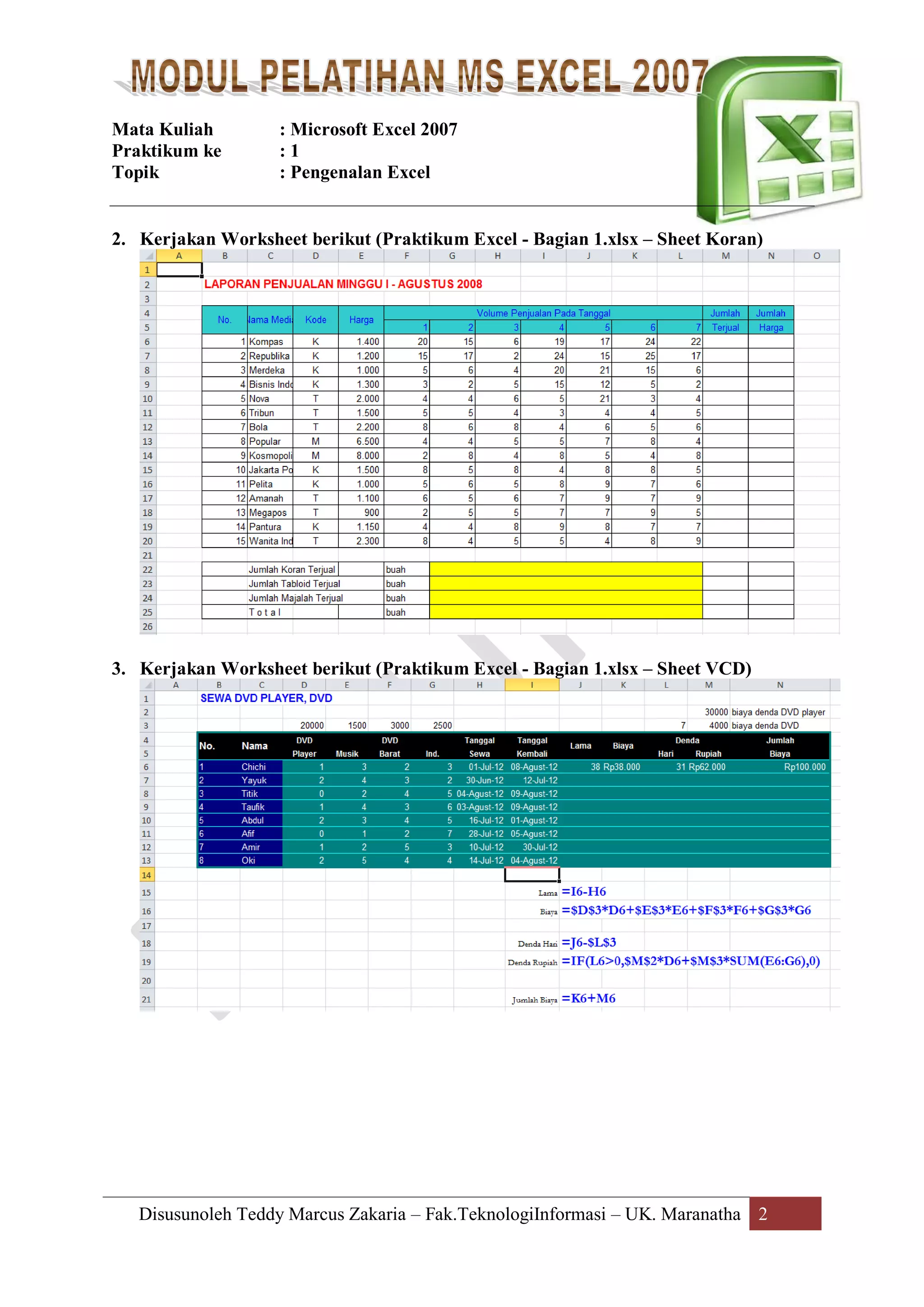 Modul praktikum excel introduction | PDF