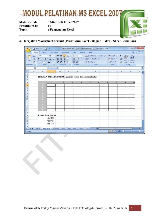 Modul praktikum excel introduction | PDF