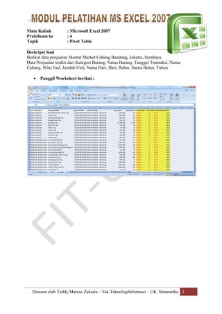 Modul praktikum excel pivot | PDF