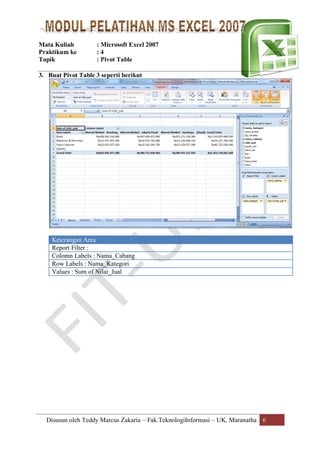Modul praktikum excel pivot | PDF