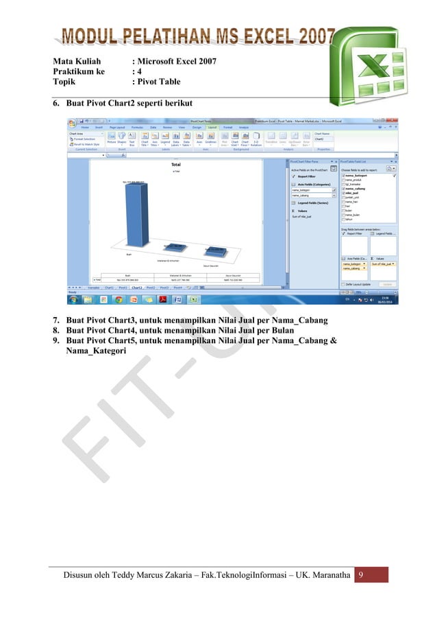 Modul praktikum excel pivot | PDF
